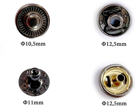 Anorak Drukknopen met tang Ø 12,5 mm, set van 40 zilveren drukknopen ...