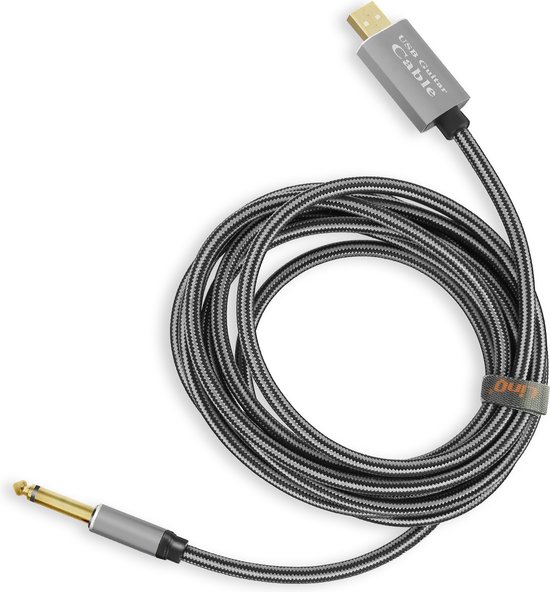 Male USB naar Male 6.35 Jack Kabel Kwaliteit Geluid Gevlochten 3m LinQ ...