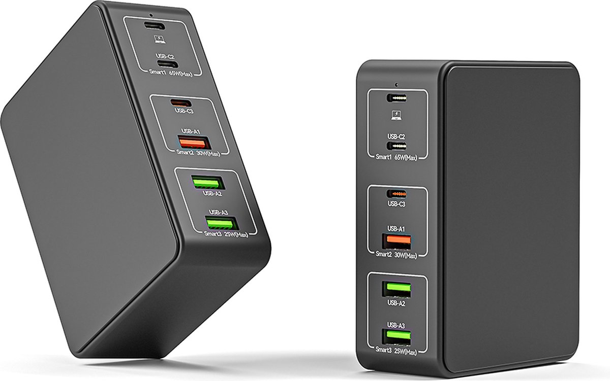 DrPhone WL18 120W Multipoort Oplader - USB-hub - 6-poort - PD 3.0 USB C ...