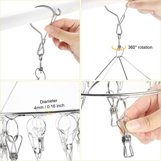 36 Clips Kleding Droogrek Opvouwbaar RVS Ruimtebesparend Droogrek voor ...