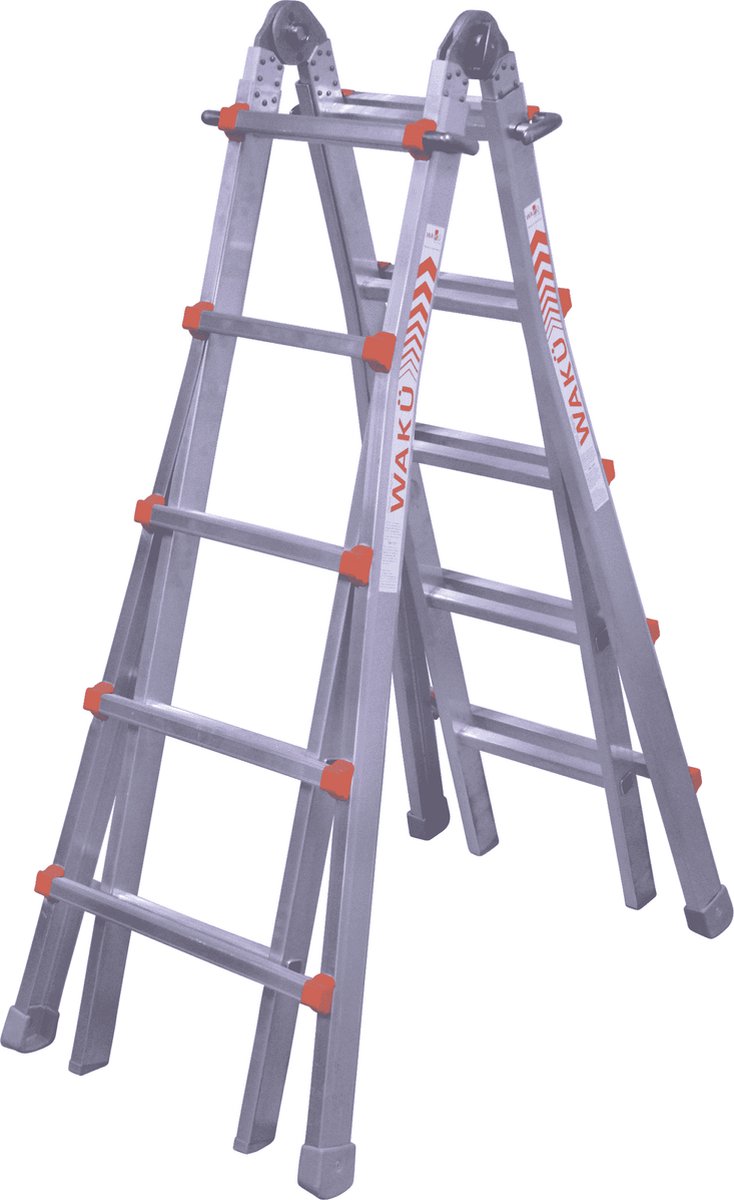 Waku Ladders Telescopische ladder - 4x5 sporten - Aluminium | bol