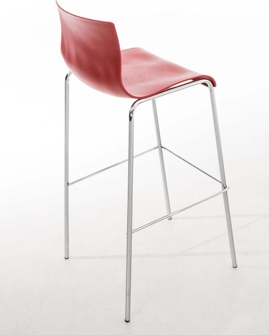 Barkruk Harlee - Rood - Chroom - 4-Poots Onderstel - Industrieel Design ...