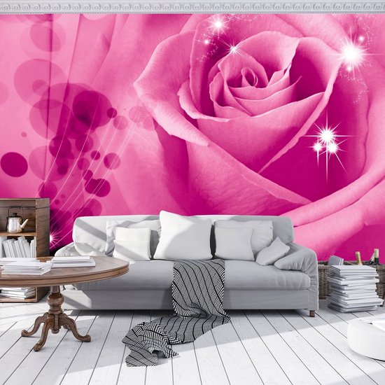 Fotobehang - Vlies Behang - Roze Roos - 312 x 219 cm | bol
