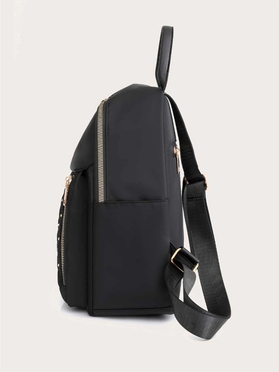 Quilted Studded & Letter Decor Functional Backpack | bol.com