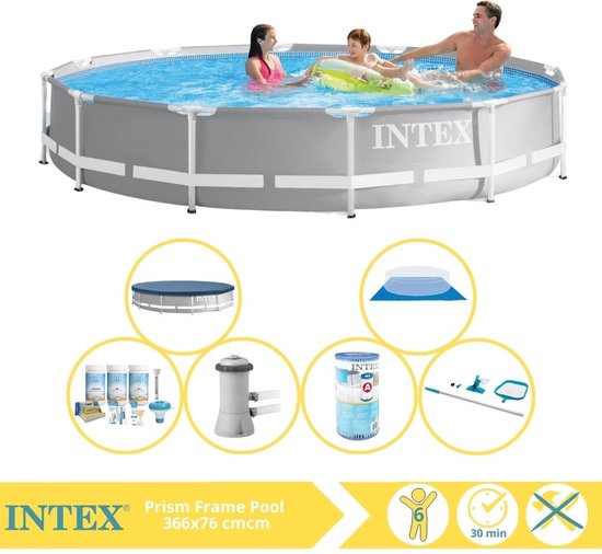 Intex Prism Frame Piscine - Piscine Hors Sol - 366x76 cm - Incluant ...