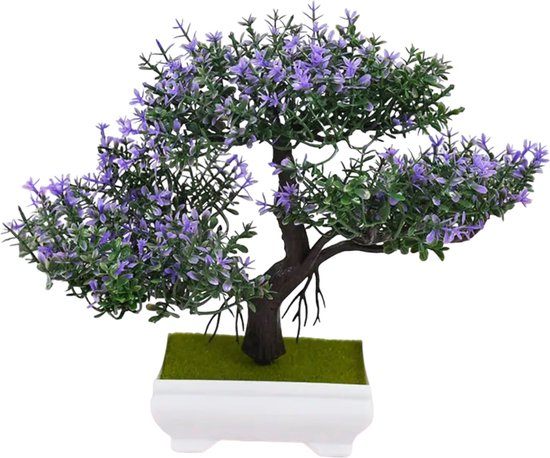 bonsai-bonsai boompje-bonsaiboompje-kunstbloemen-nepbloemen-paars-20cm ...