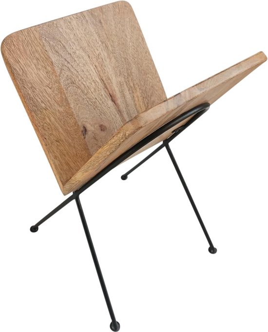 Scandibasic - Krantenhouder - mango hout – zwart stalen frame – 30 x 30 ...