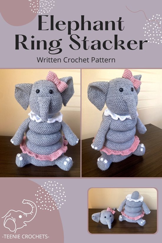 Elephant Ring Stacker - Written Crochet Pattern (ebook), Teenie ...