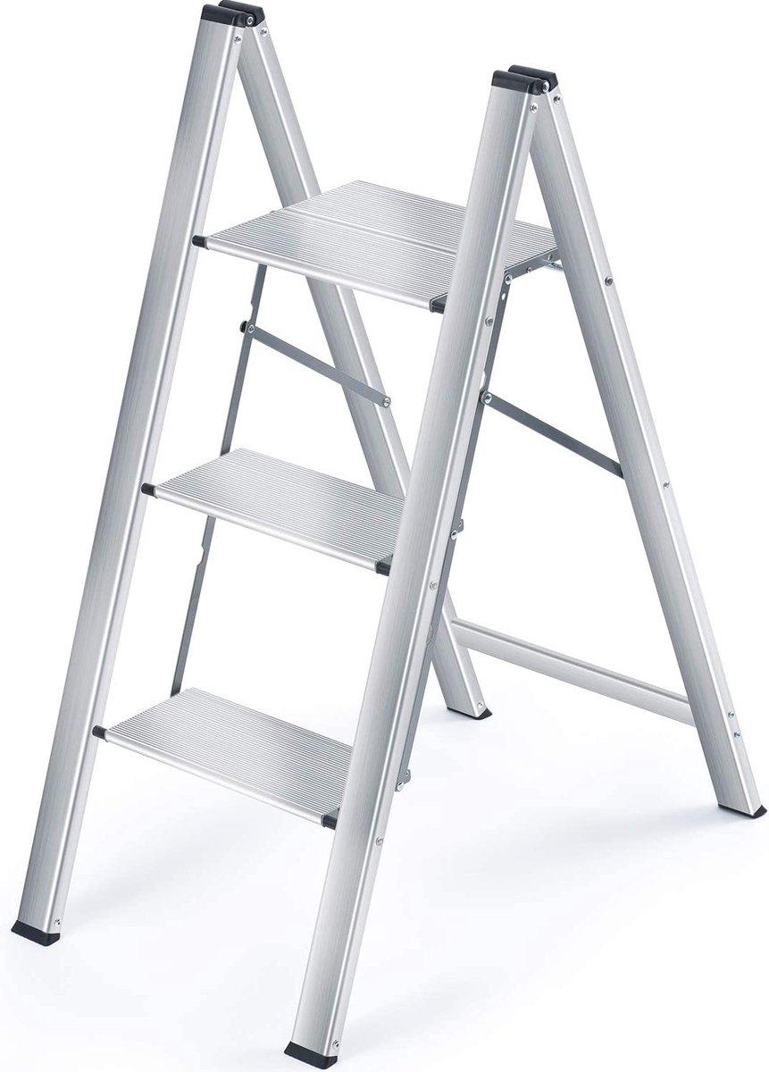 Vouwladder, trapladder, huishoudladder, aluminium ladder, ladder met 3 ...