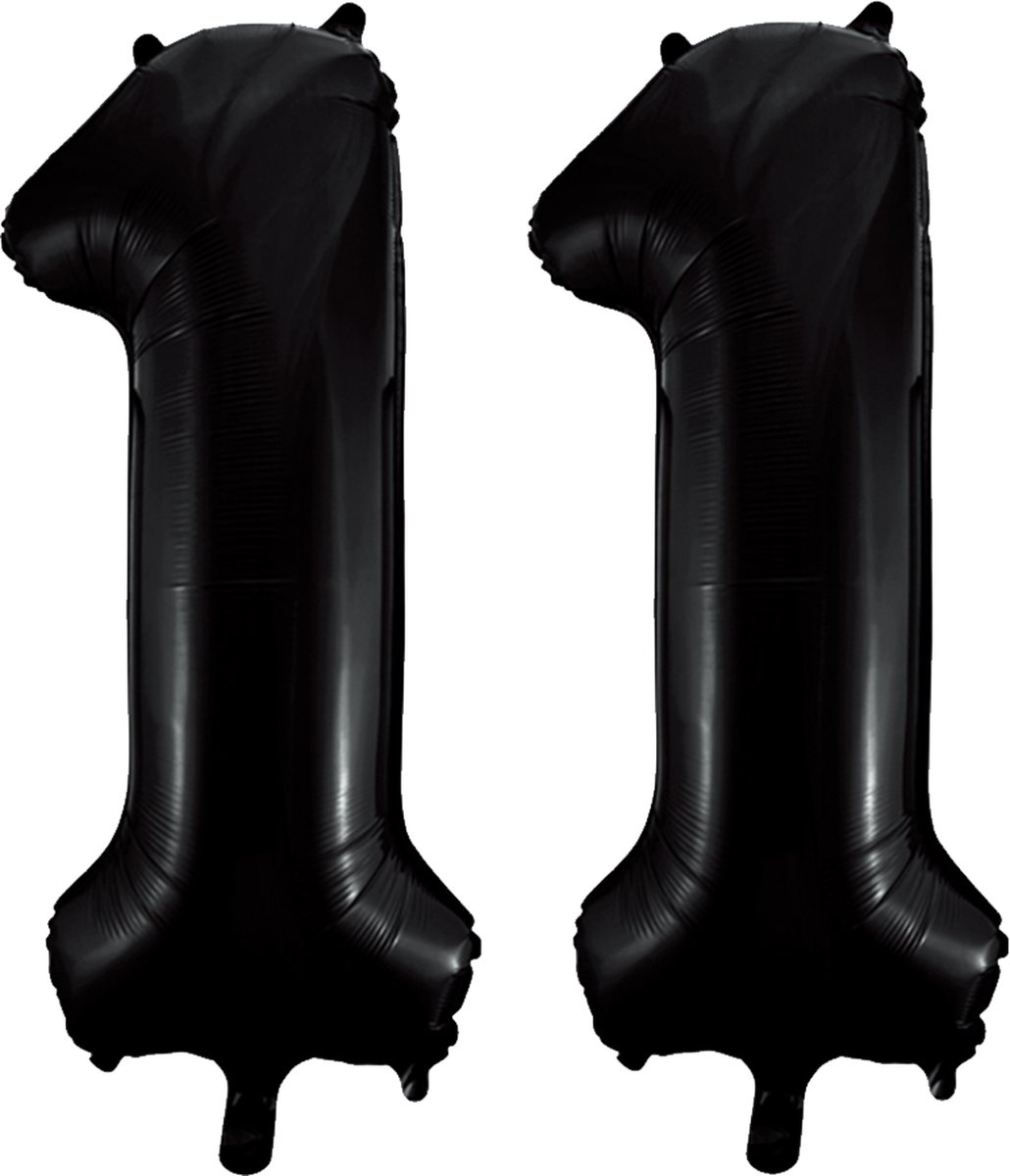 Zwarte cijfer 11 ballonnen helium gevuld. | bol.com