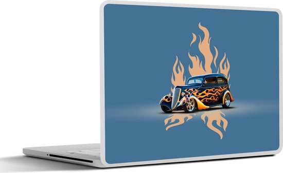 Laptop sticker - 17.3 inch - Auto - Vintage - Blauw - Vlammen - 40x30cm ...