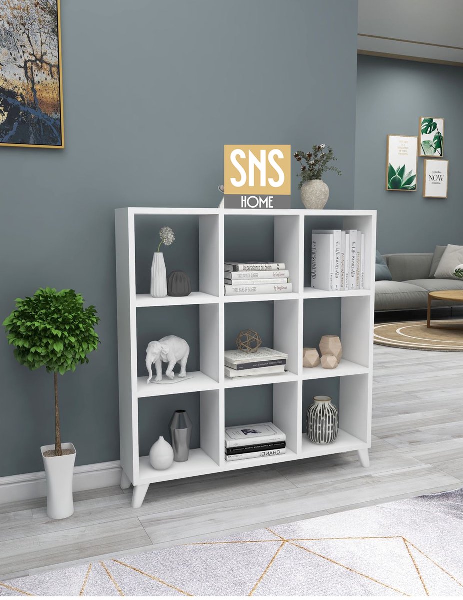 SNS Home - Kubus Boekenkast - 9 Vakken - Boekenkast met Planken - Vierkante Boekenkast... | bol.com