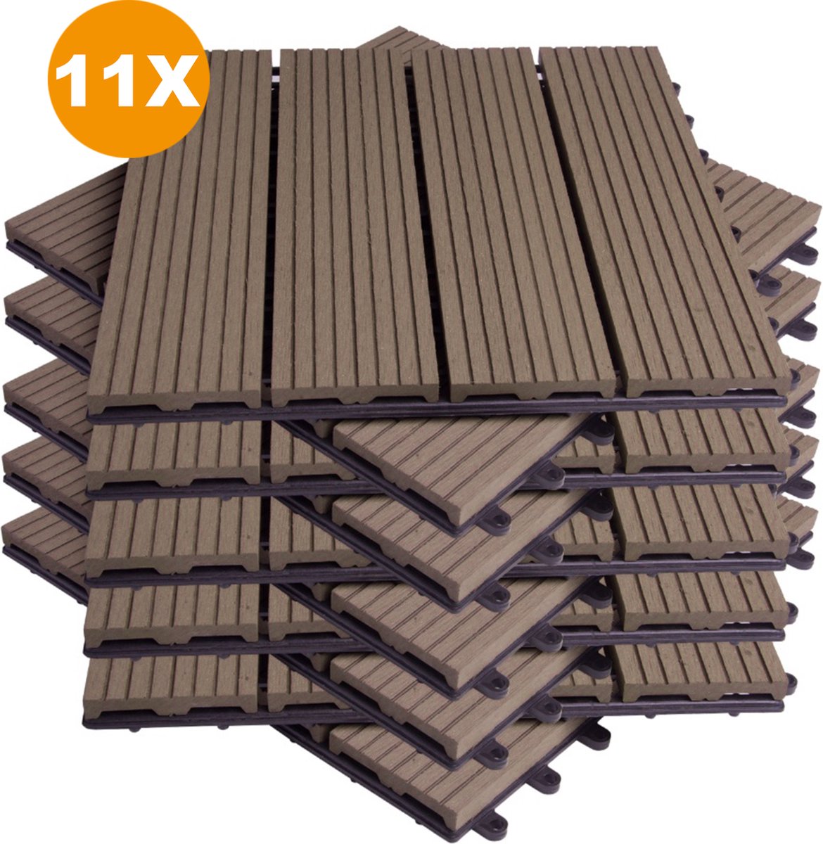 Happyment Vlondertegel 11 stuks - Terrastegel coffee - Terrasplanken ...