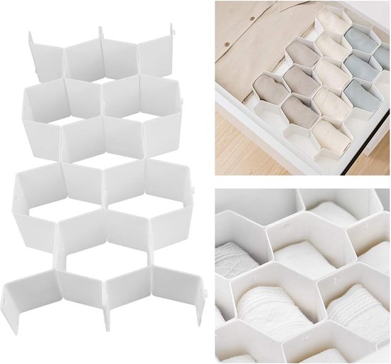 8 stuks lade-organizer, vakverdeler, kunststof, ladeverdeler, wit ...