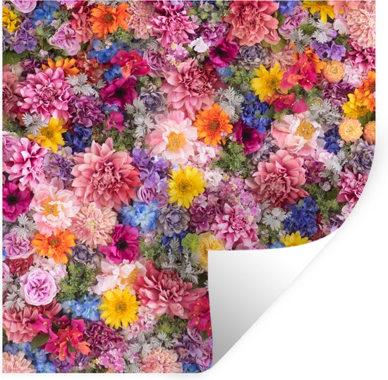 Muurstickers - Sticker Folie - Bloemen - Kleuren - Collage - 50x50 cm ...