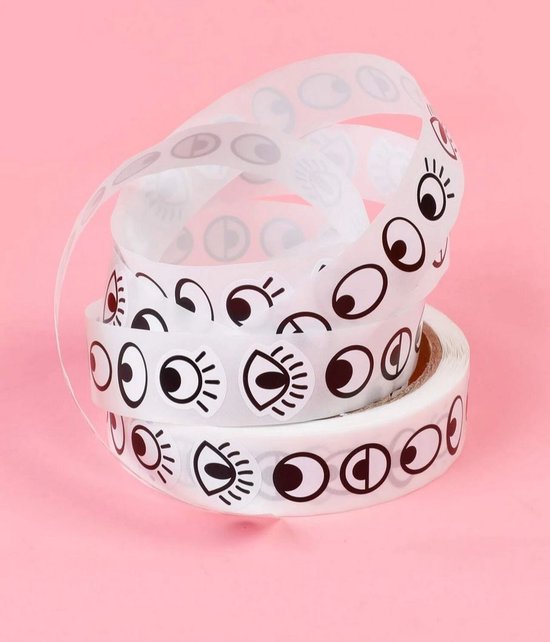800 stuks stickers op rol ogen 13mm - Rol = 16 meter lang met stickers ...