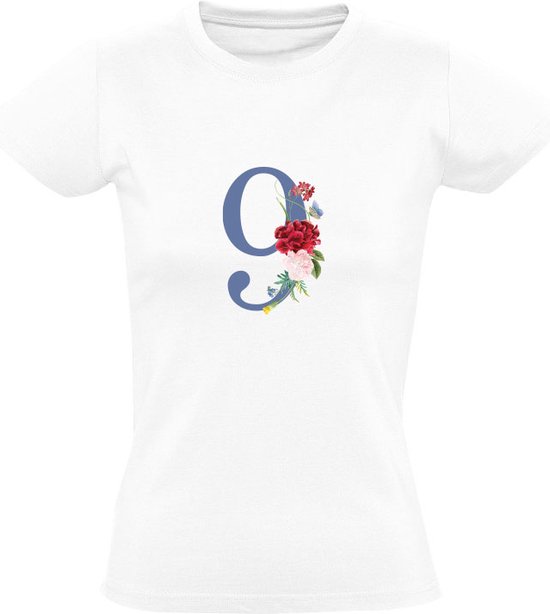 Getal 9 met rozen Dames T-shirt - bloemen - bloemist | bol