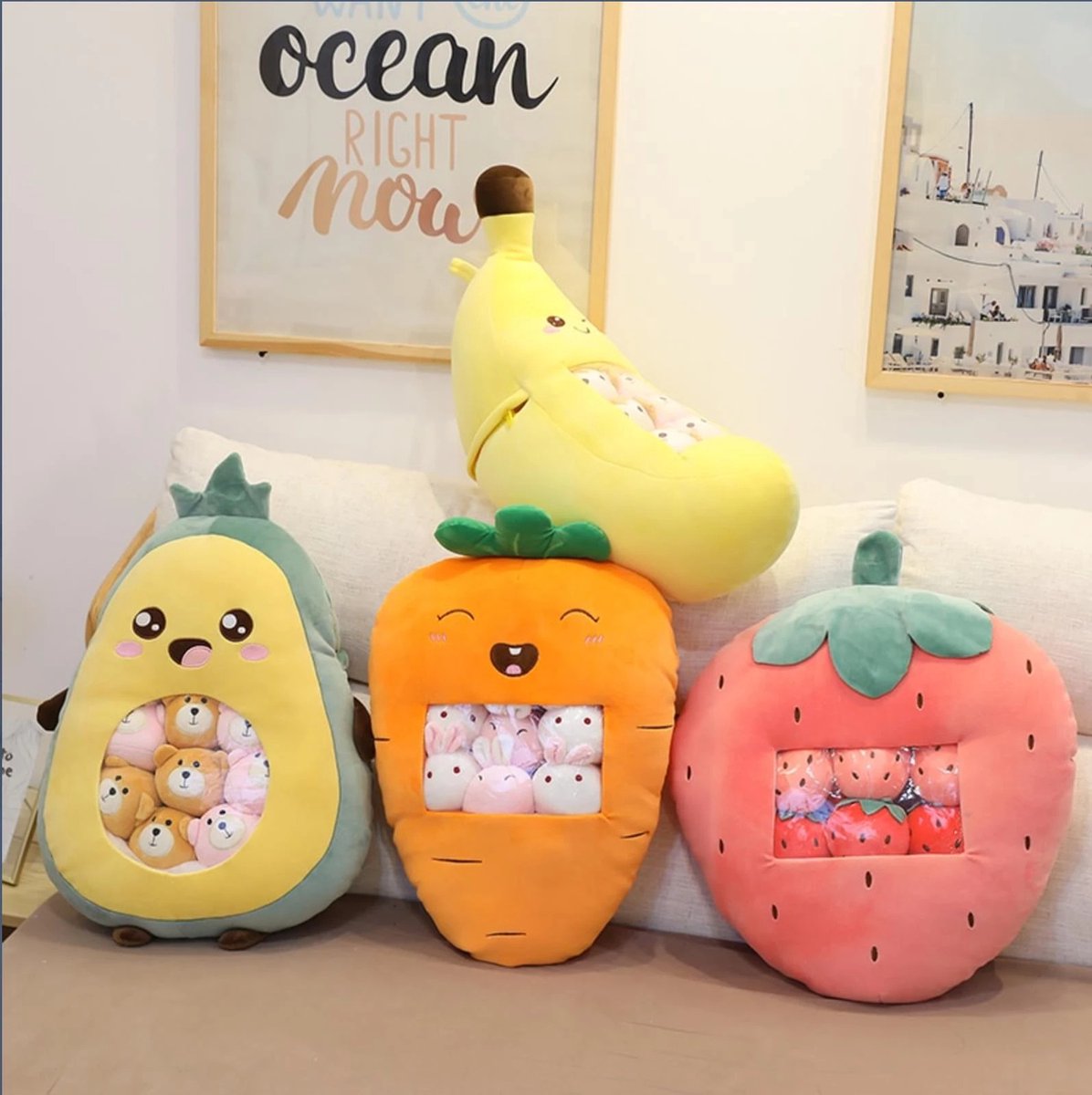 Squishy knuffel Aardbei - met mini knuffels | bol.com