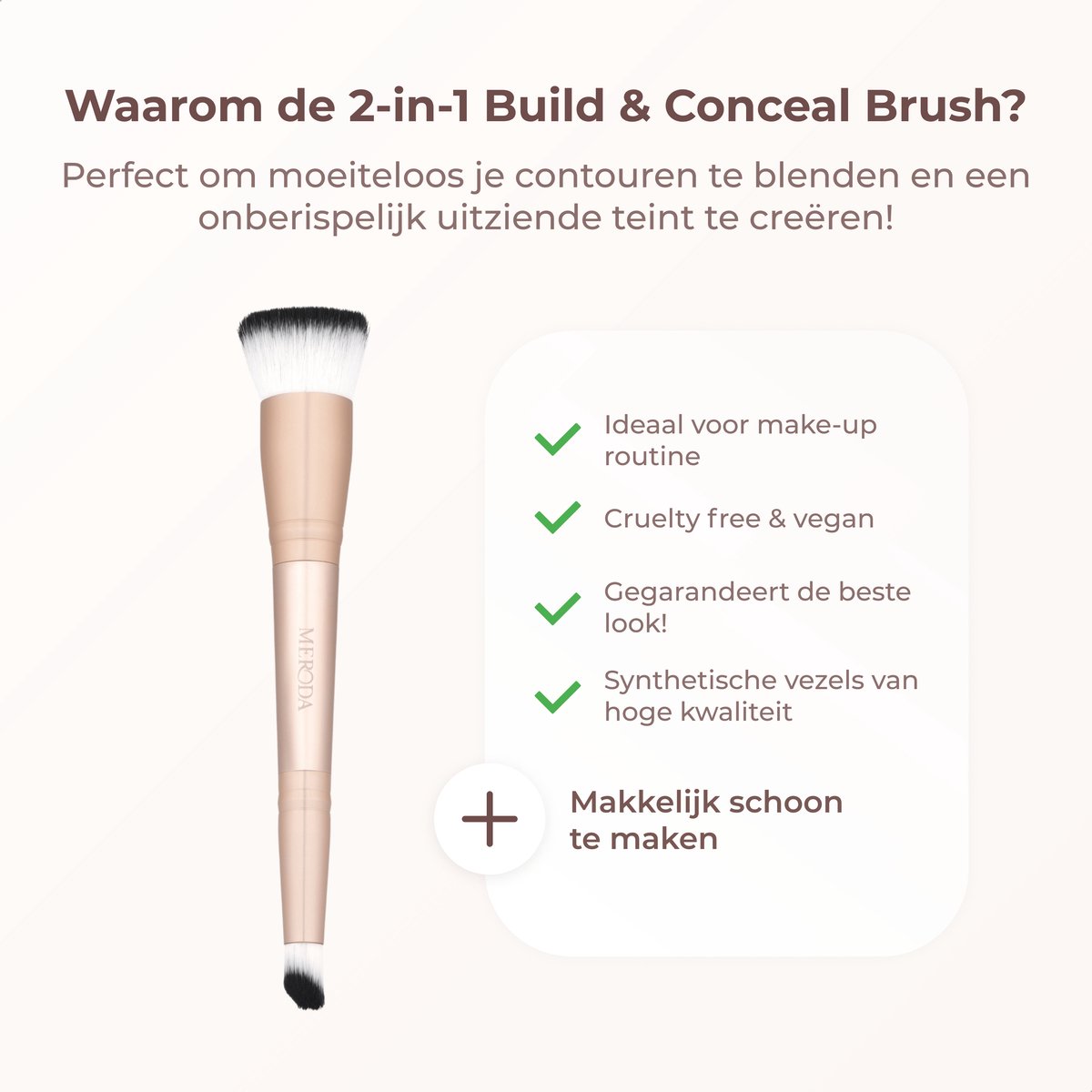 Meroda - 2-in-1 Build & Conceal Brush - Ideaal voor make-up routine | bol