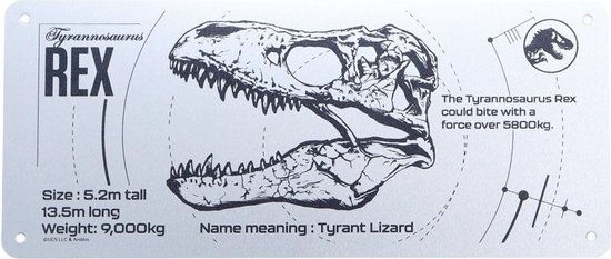 FaNaTtik Jurassic Park Metalen wandbord T-Rex Schematic Multicolours | bol