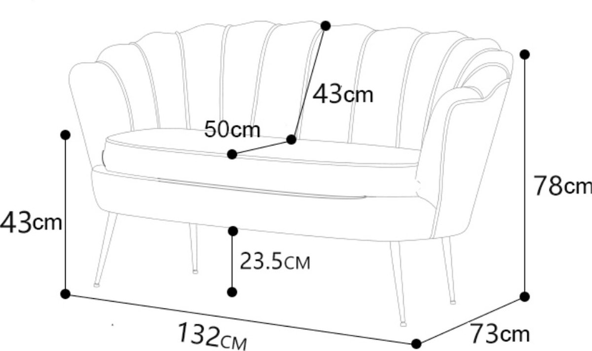 Velvet Schelp bank - Zwart met gouden onderstel | bol.com