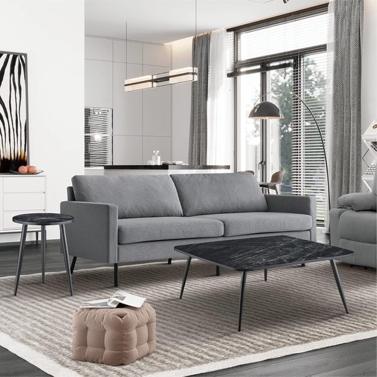 JGS® - Moderne Marmeren Salontafel met Stalen Poten, Woonkamer Tafel in ...