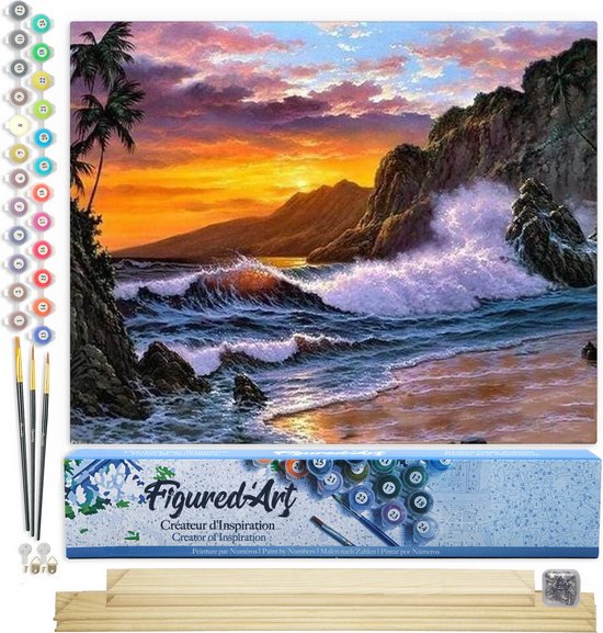 Figured'Art Schilderen op Nummer Volwassenen canvas Klif en golven ...