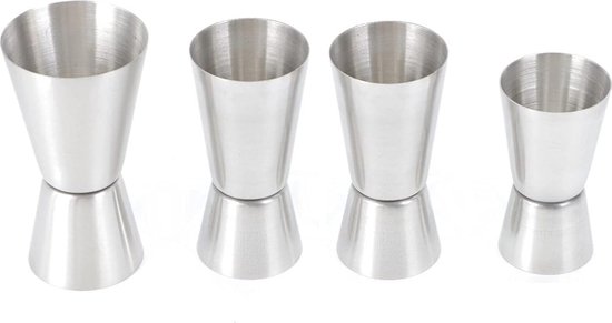 Cocktail Jigger Set - 4 Stuks Roestvrij Staal Maatbekers voor Cocktails ...