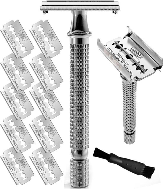 Safety Razor Set - 10 Japanse scheermesjes voor roestvrijstalen ...