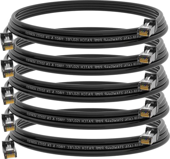 Professionele S-FTP Cat6 Ethernetkabel - 5 x 10 m LAN CAT.6 kabel - 1 Gbit/s -... | bol