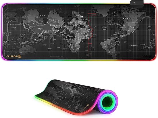 Gaming RGB Muismat 800 x 300 mm - Grote Muismat met 12 LED ...