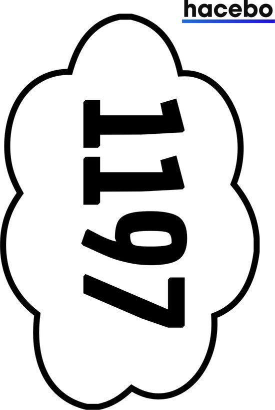 Wolk Sticker - 17CM - Container sticker - Cijfer Sticker - 1 Stuks ...