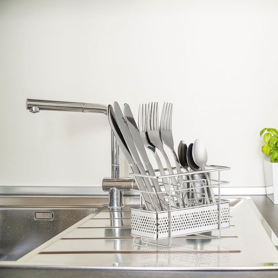 Bestekhouder met 3 vakken - RVS keukengereihouder voor op tafel ...