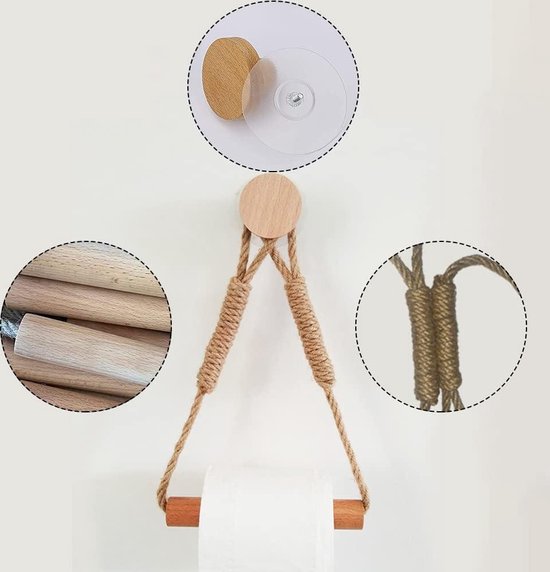 Toiletpapierhouder zonder boren - Vintage wc-rolhouder - Handdoekhouder ...