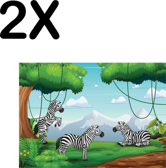 BWK Textiele Placemat - Schattige Zebra's in het Bos - Getekend - Set ...