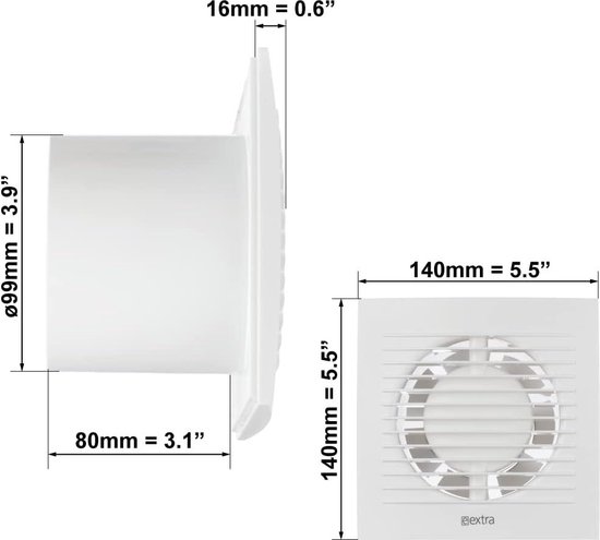 100mm Badkamer Ventilator Witte Stille Afzuigventilator Muurventilator ...