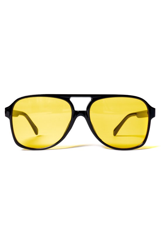 KIMU Motor Pilotenbril - Zwart Montuur - Gele Glazen - Piloot Aviator ...