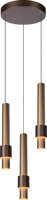 Lucide MARGARY - Hanglamp - Ø 28 cm - LED Dimbaar - 3x4W 2700K - Koffie ...