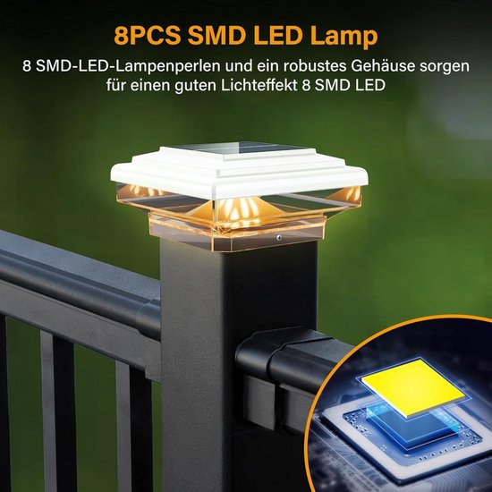 Paallamp op zonne-energie - Buitenverlichting voor houten palen - IP65 ...