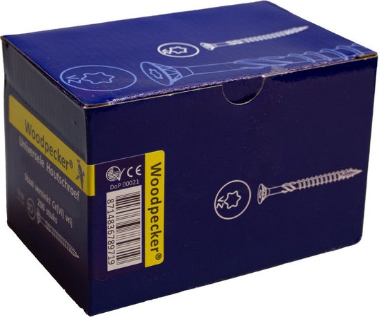 Universele Houtschroef Woodpecker Torx 4x30mm Verzinkt | 200 stuks | bol