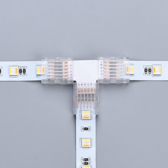 Led strips T-connector 6-pins 12mm RGBW Soldeervrij Transparant 12-24V ...