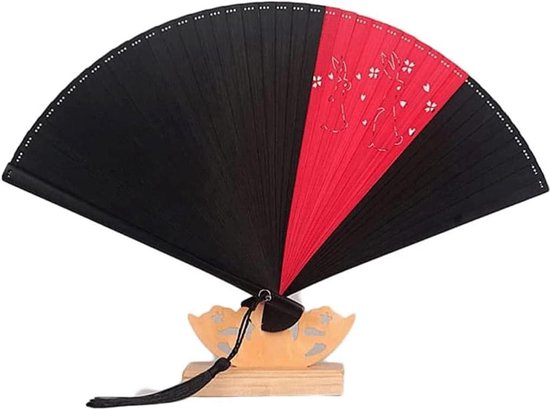 Zomer Vintage Dance Party Handheld Fan Bamboo Folding Fan Zwart-Rood | bol