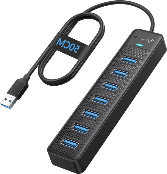 15 ft lange kabel 7 poorts USB-hub - USB 3.0 hub met 15 W USB C Power ...