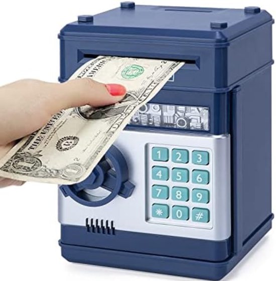 Kluis Spaarpot - Met code - Elektrische spaarpot - Marine blauw - Spaarpot voor... | bol