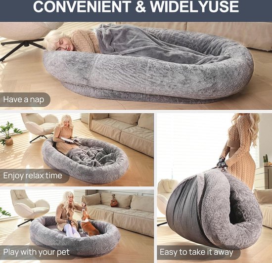 Groot Orthopedisch Hondenbed 185 x 120 cm - Wasbaar Hondenkussen met ...
