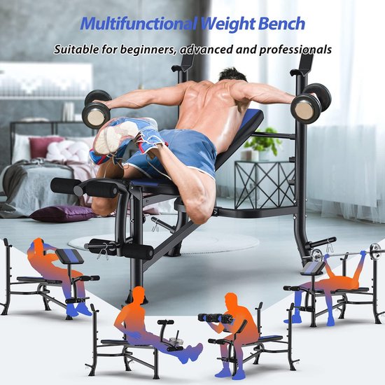 Verstelbare Halterbank voor Full-Body Training met Meerdere Posities en ...