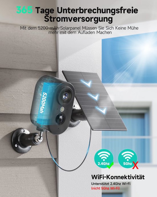 2K Wifi Bewakingscamera voor Buiten met Zonnepaneel - Draadloze Camera met Nachtzicht... | bol