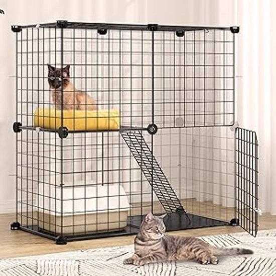 Equivera Kattenren - Kattenverblijf & kattenbench voor binnen - 2-laags ...