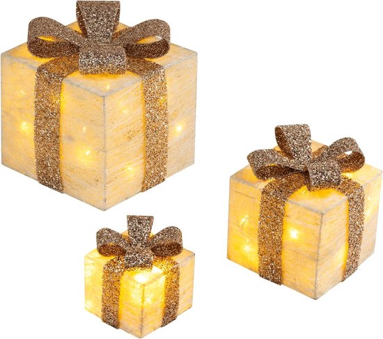 Kerst decoratie buiten 3 decoratieve led cadeaudozen - timer verlichte ...