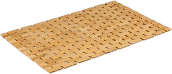 badmat bamboe - 60 x 40 cm - antislip - oprolbaar - douchemat | bol